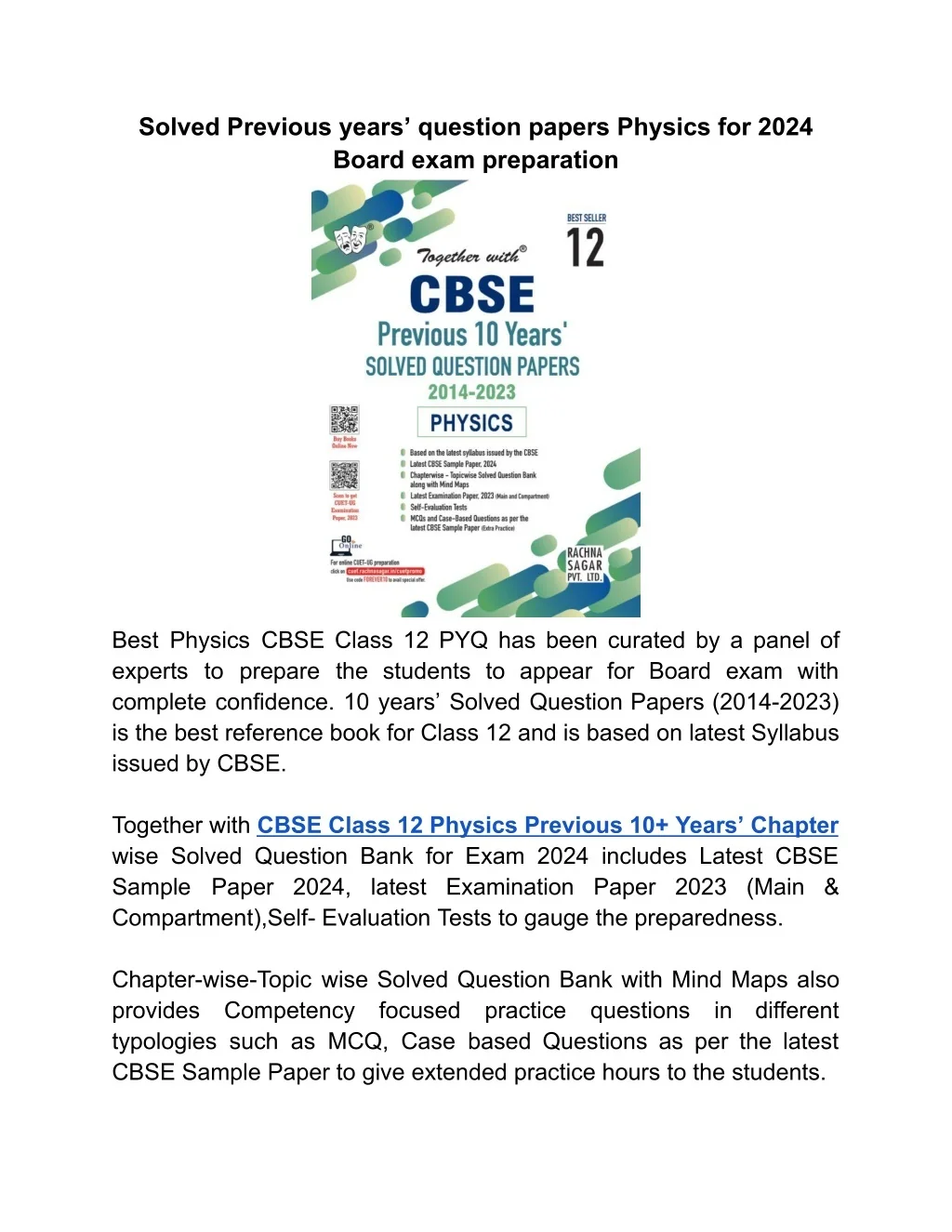 PPT - CBSE Class 12 Physics Best Previous Years’ Question Bank 2023-24 Board exam PowerPoint ...