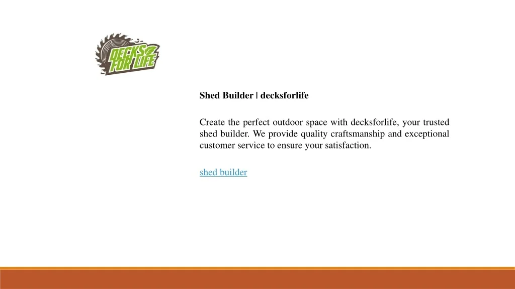 PPT - Shed Builder decksforlife PowerPoint Presentation, free download ...