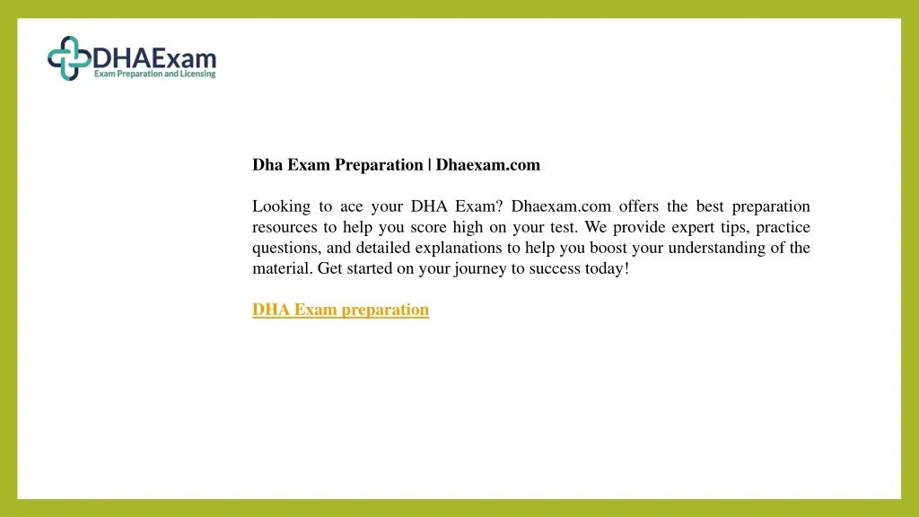 PPT - Dha Exam Preparation Dhaexam.com PowerPoint Presentation, free ...