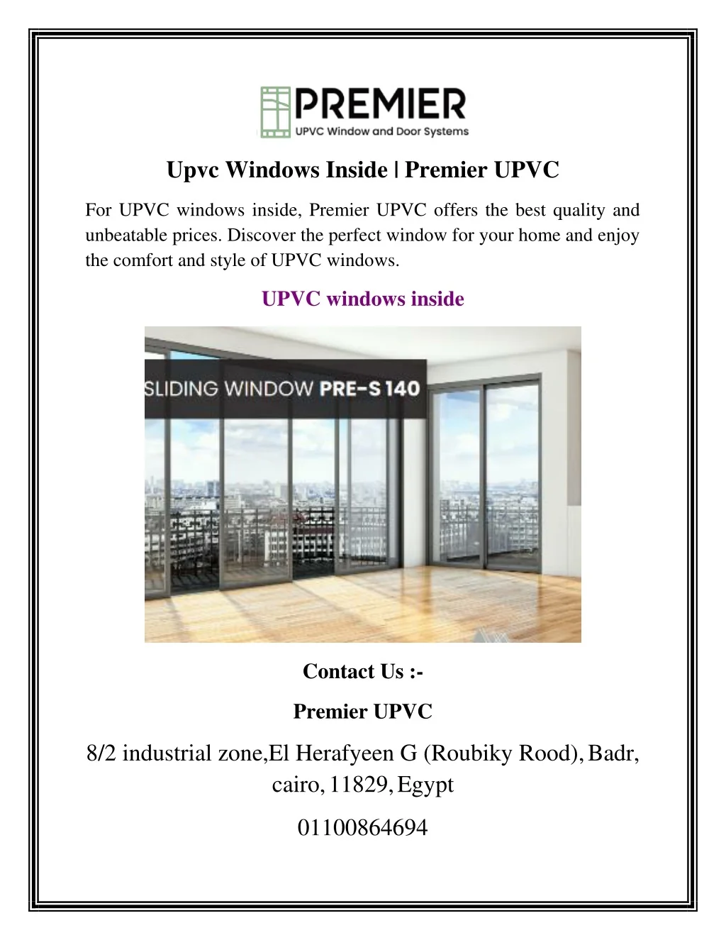 PPT - Upvc Windows Inside Premier UPVC PowerPoint Presentation, free download - ID:12550008