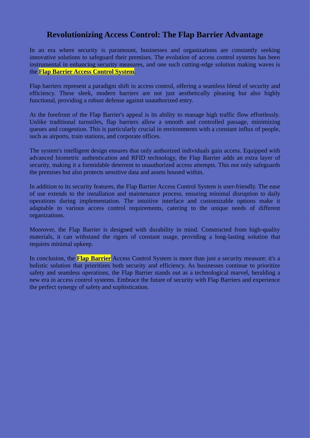 PPT - Revolutionizing Access Control: The Flap Barrier Advantage ...