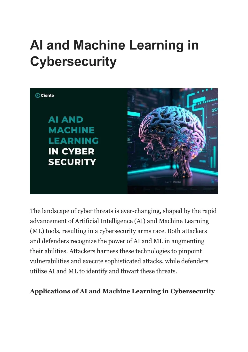 PPT - AI and Machine Learning in Cybersecurity PowerPoint Presentation ...