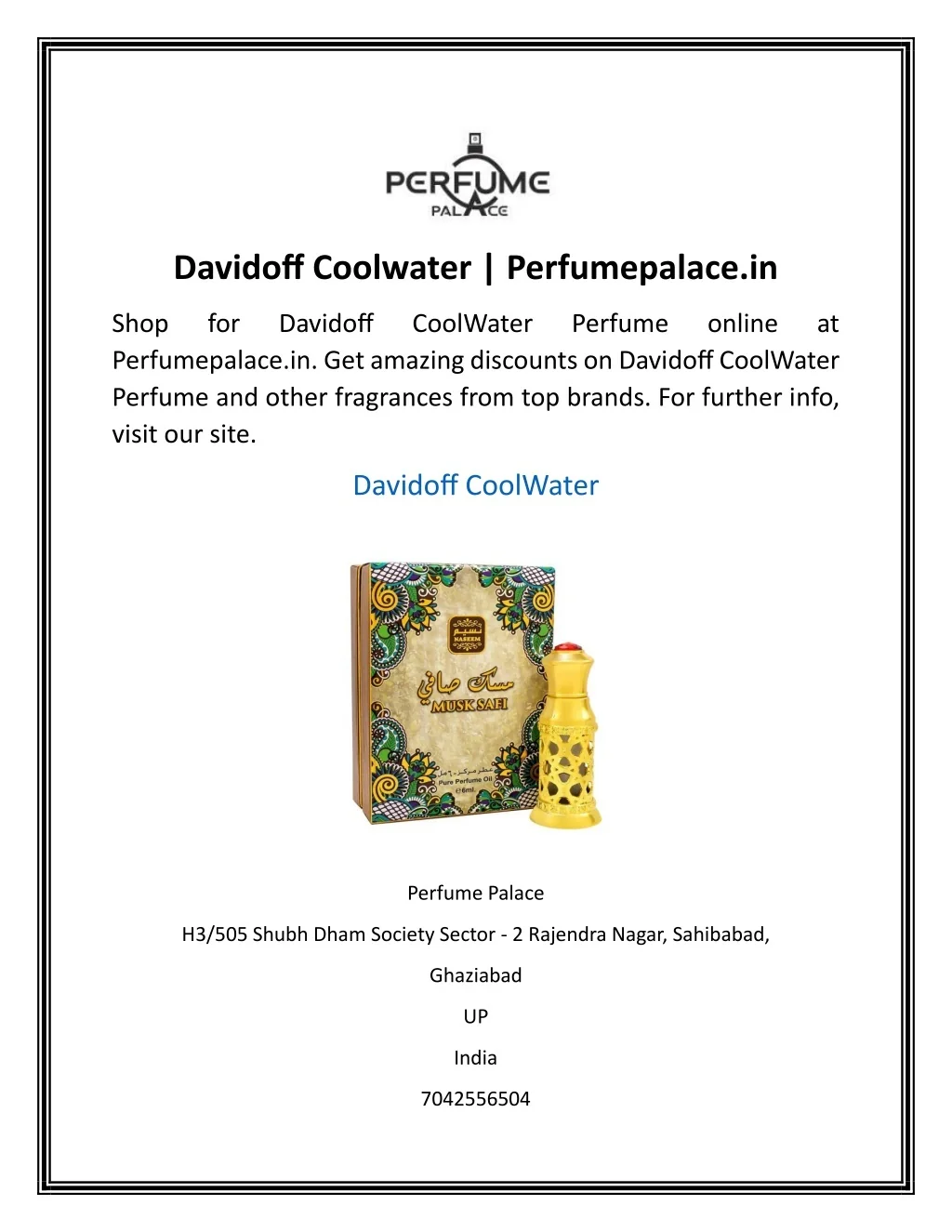 PPT - Davidoff Coolwater Perfumepalace.in PowerPoint Presentation, free ...