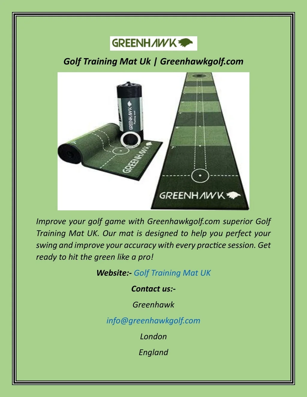 PPT - Golf Training Mat Uk Greenhawkgolf PowerPoint Presentation, free ...