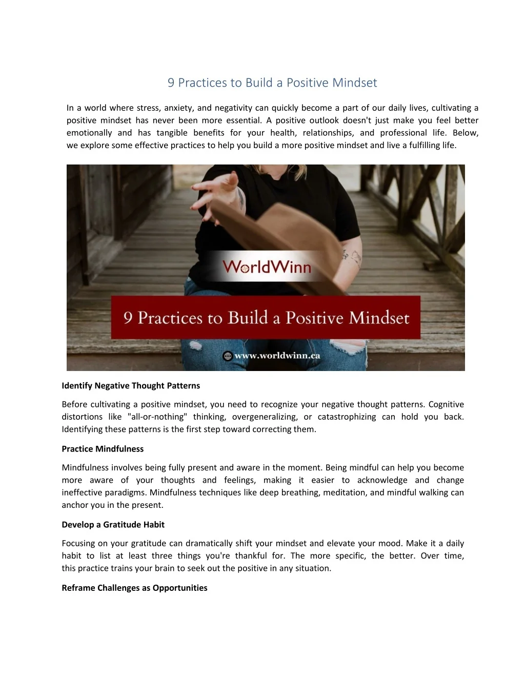 PPT - 9 Practices to Build a Positive Mindset PowerPoint Presentation ...