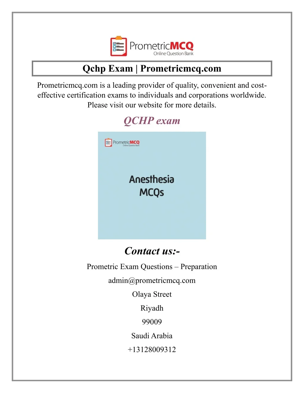 PPT - Qchp Exam Prometricmcq PowerPoint Presentation, free download ...