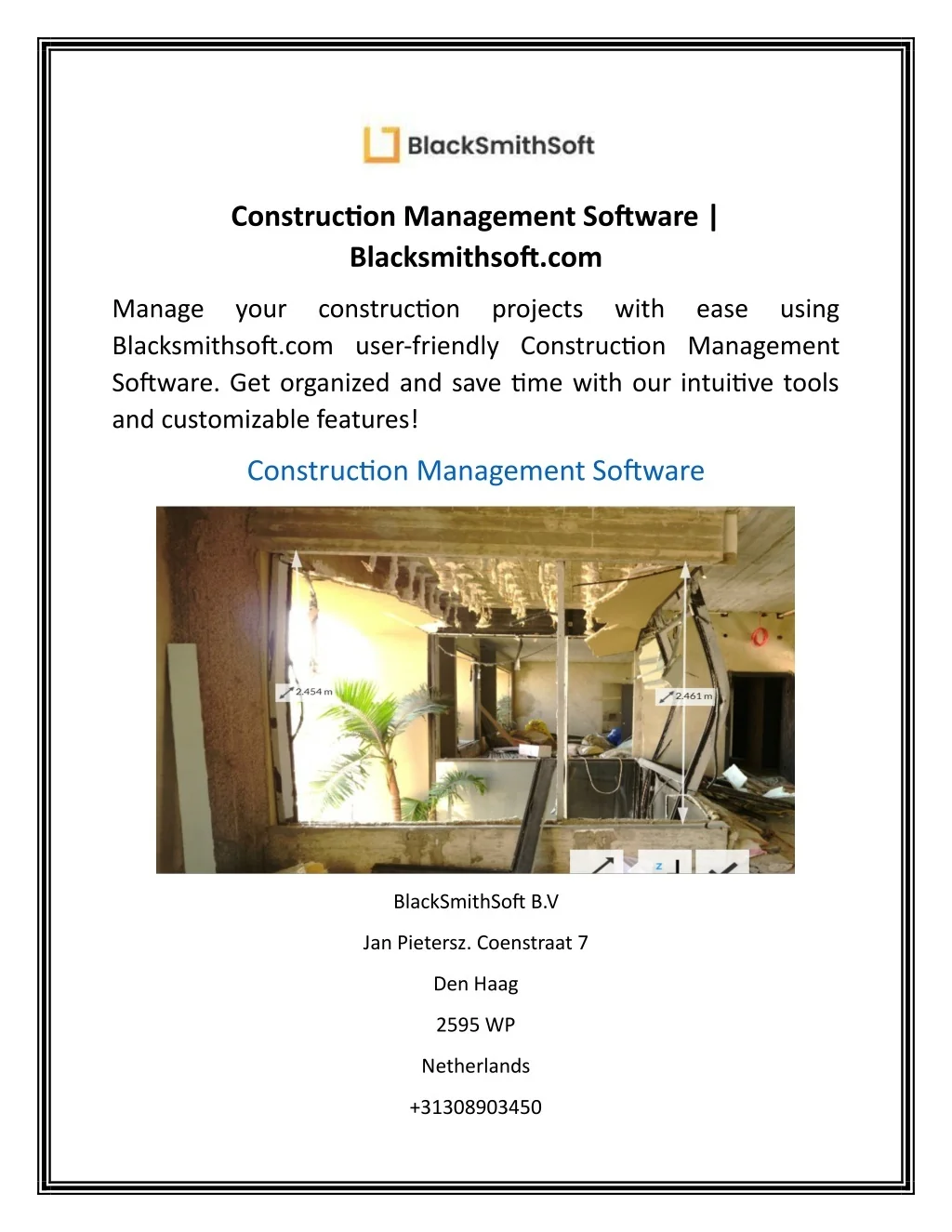 PPT - Construction Management Software Blacksmithsoft.com PowerPoint Presentation - ID:12569973