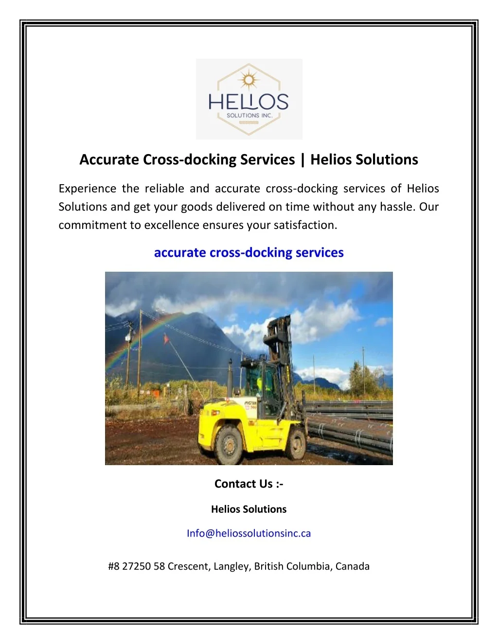 PPT - Accurate Cross-docking Services Helios Solutions PowerPoint ...