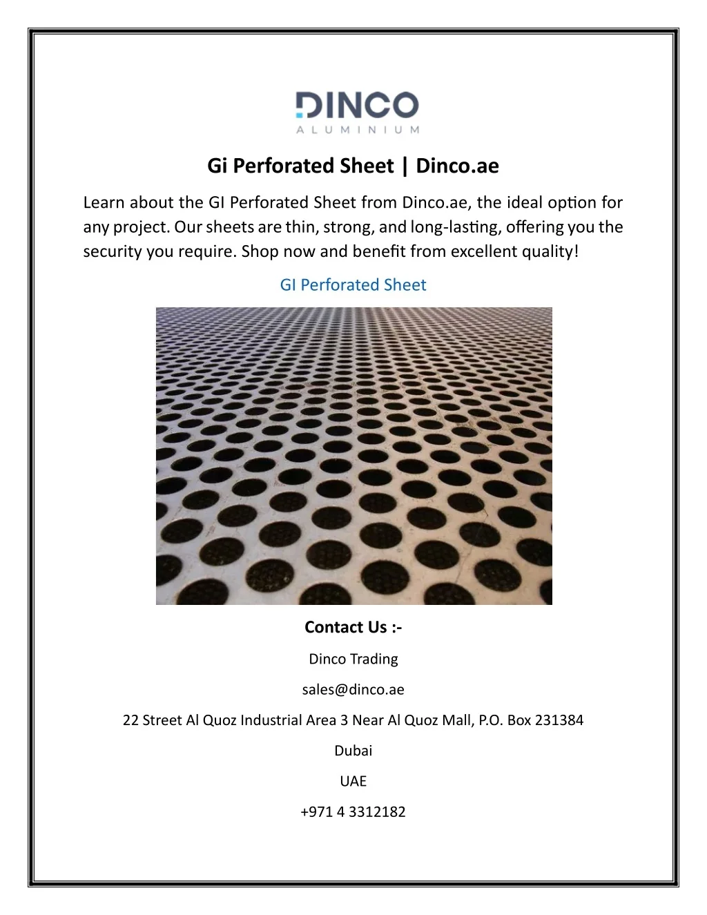 PPT - Gi Perforated Sheet Dinco.ae PowerPoint Presentation, free ...