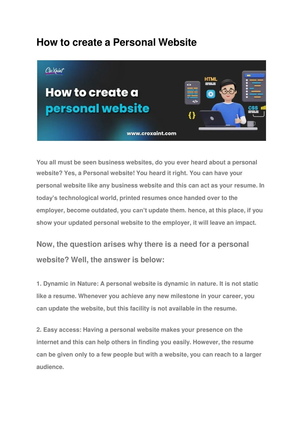 PPT - How to create a Personal Website PowerPoint Presentation, free ...