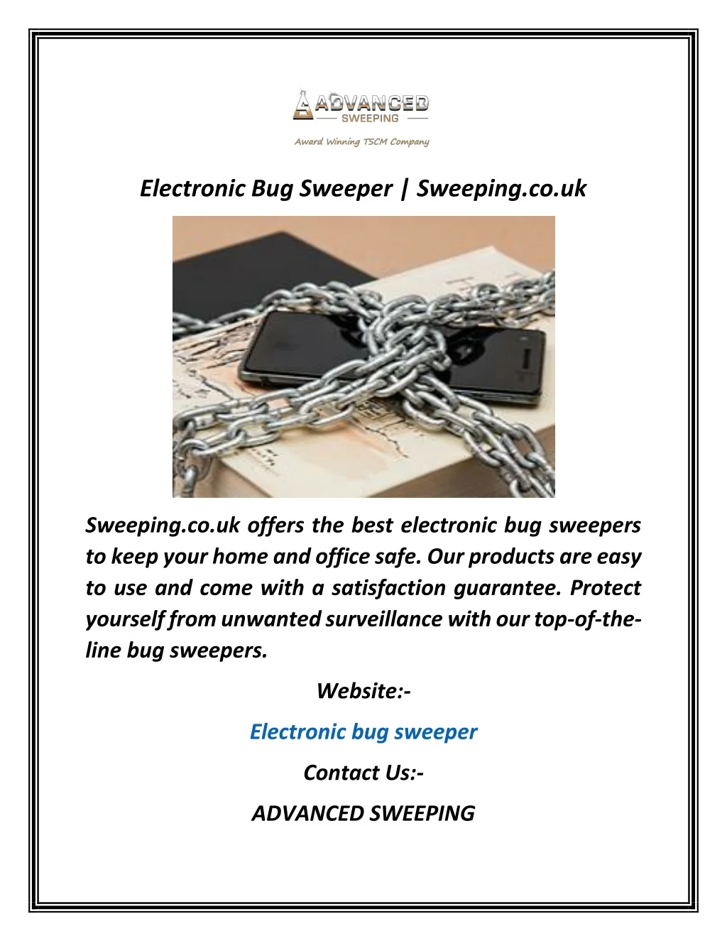 PPT - Electronic Bug Sweeper Sweeping.co.uk PowerPoint Presentation ...