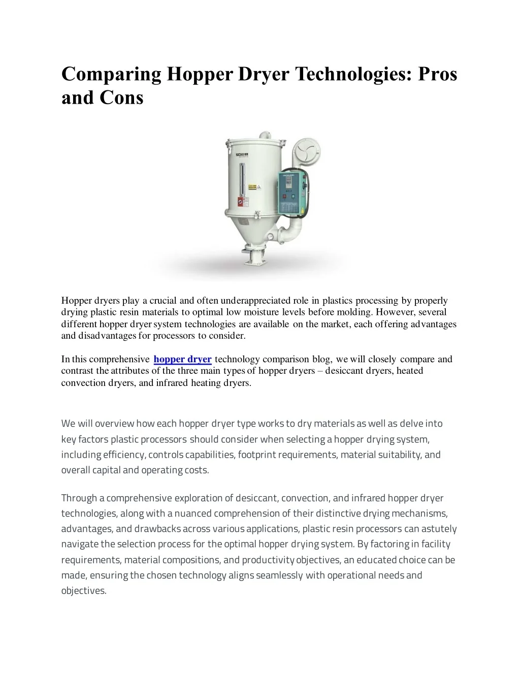 PPT - Comparing Hopper Dryer Technologies Pros and Cons PowerPoint Presentation - ID:12578162