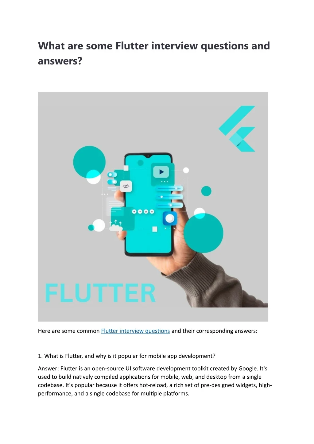 PPT - What are some Flutter interview questions and answers PowerPoint Presentation - ID:12579560