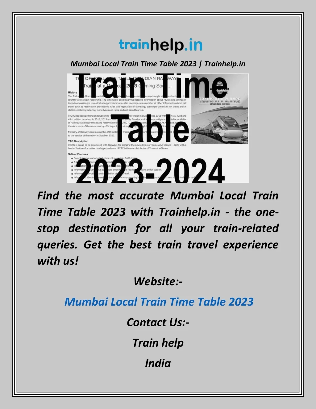 PPT - Mumbai Local Train Time Table 2023 Trainhelp.in PowerPoint ...
