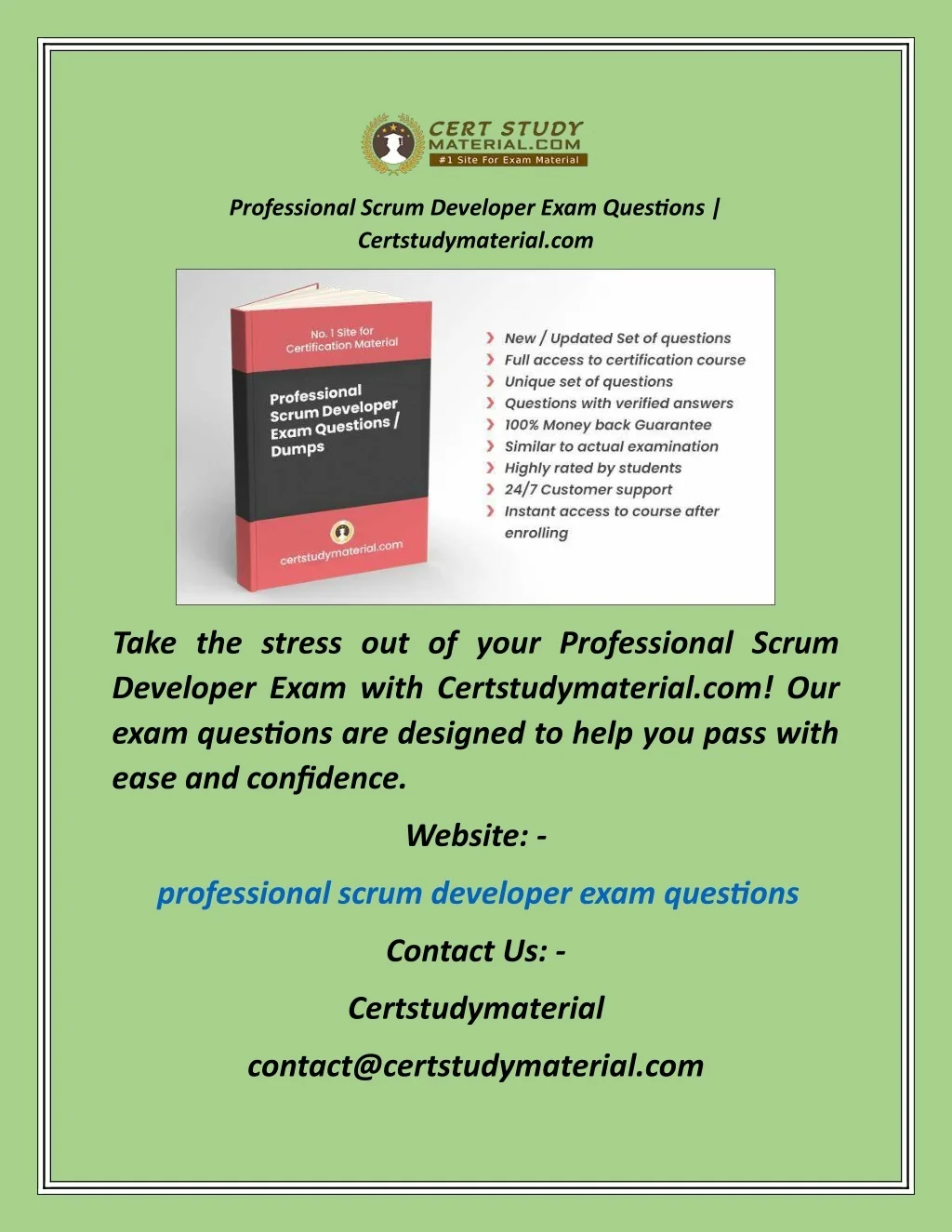 PPT - Professional Scrum Developer Exam Questions Certstudymaterial ...