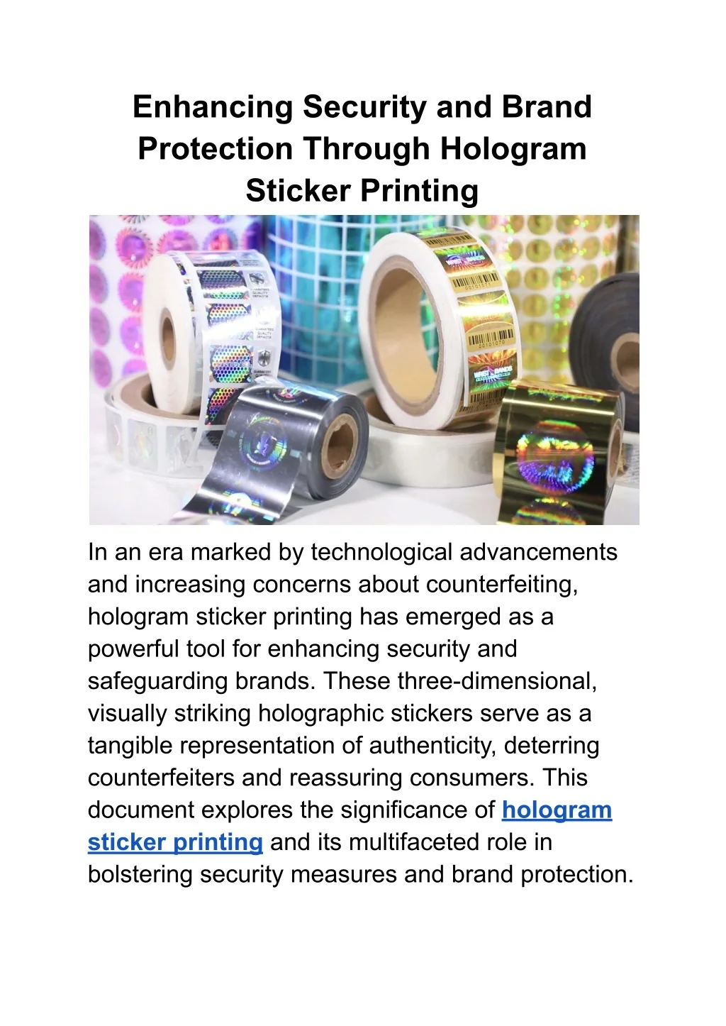 PPT - Enhancing Security and Brand Protection Through Hologram Sticker ...
