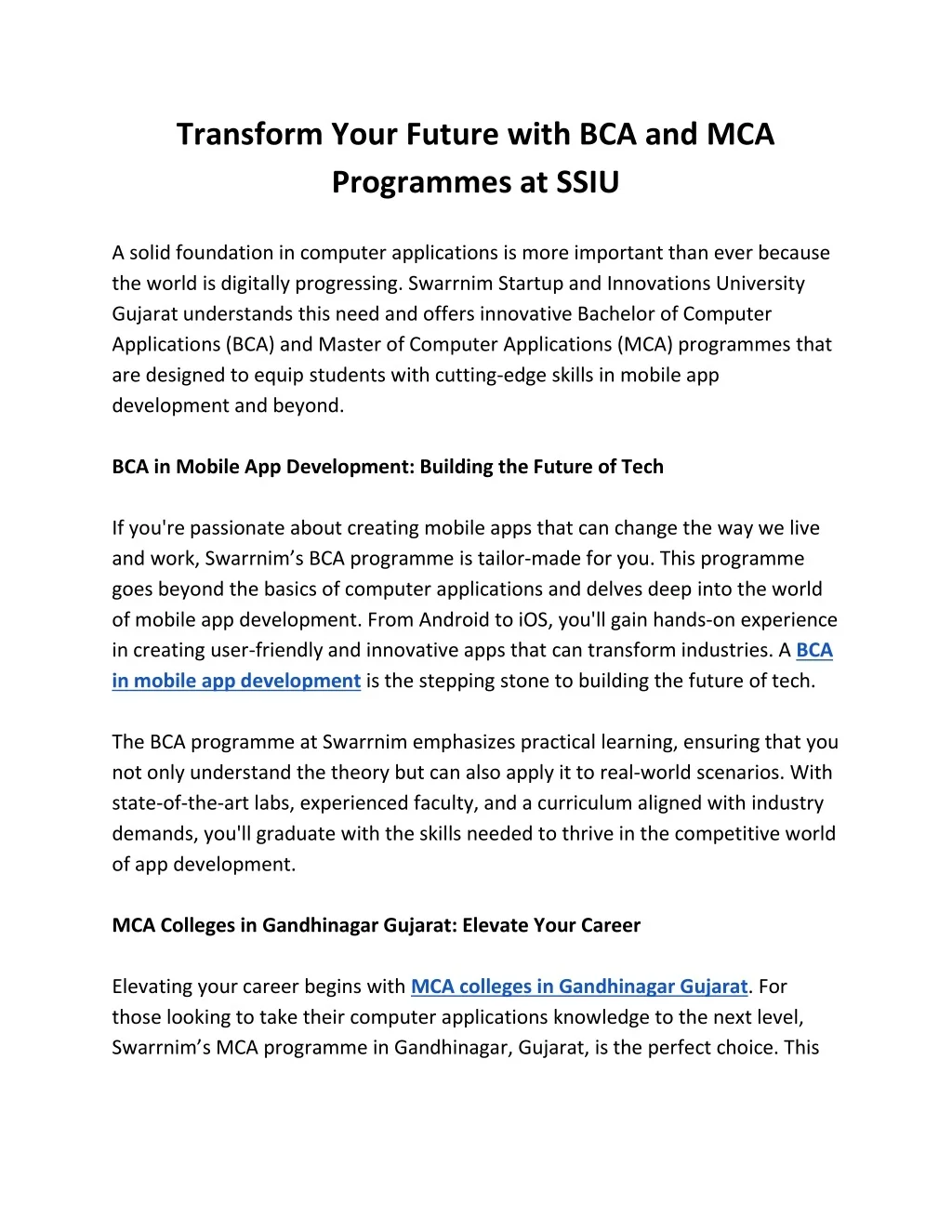 PPT - Transform Your Future with BCA and MCA Programmes at SSIU ...