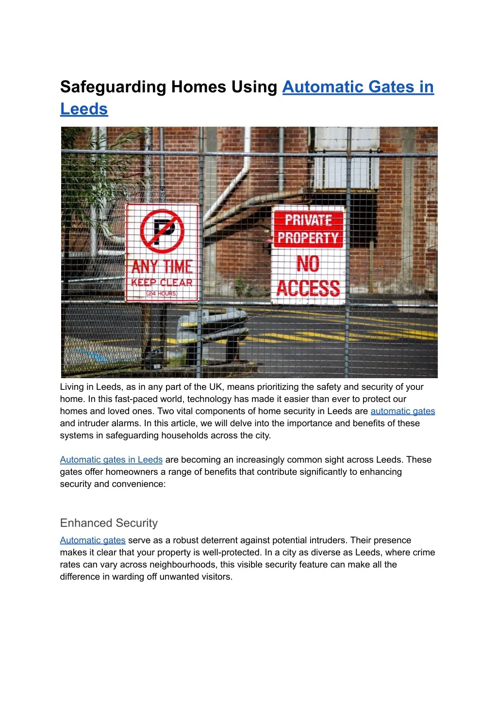 PPT - Safeguarding Homes Using Automatic Gates in Leeds PowerPoint ...
