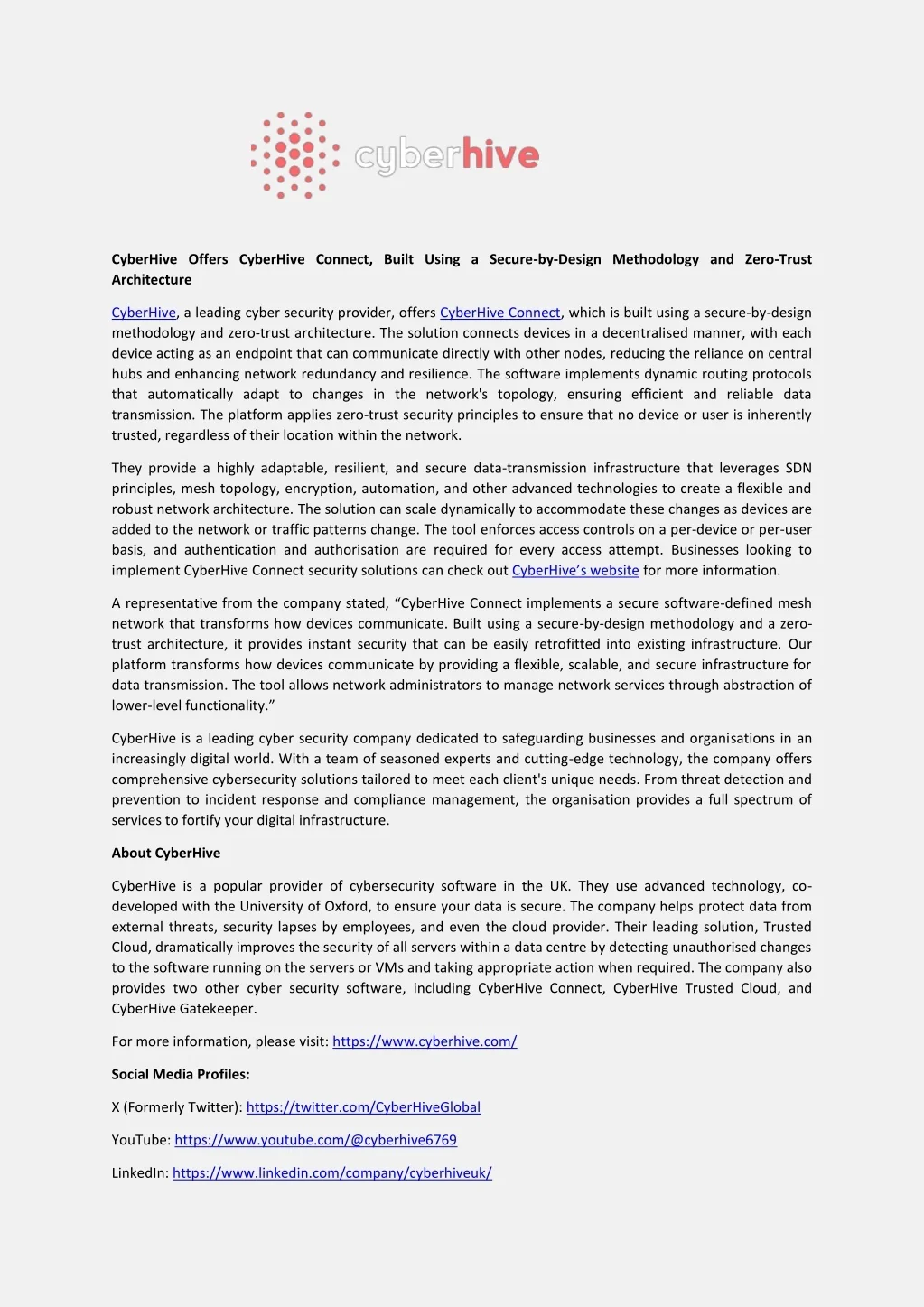PPT - CyberHive Offers CyberHive Connect, Built Using a Secure-by ...