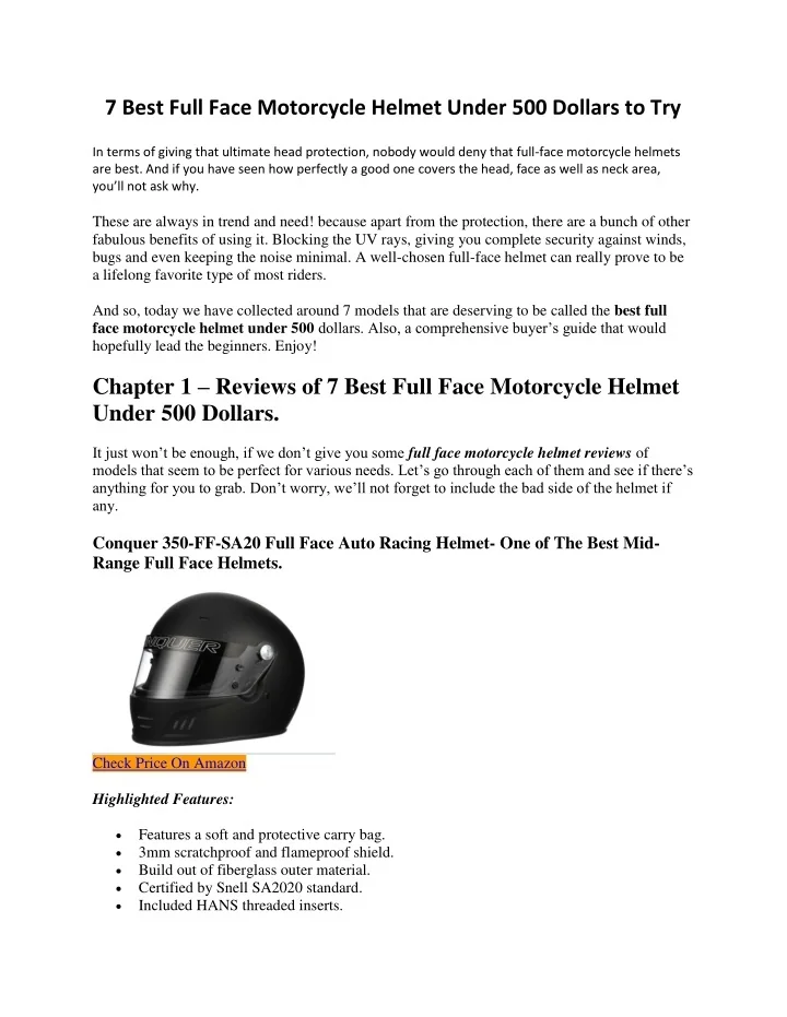 PPT - Best Motorcycle Helmets Under 300 7 Best Motorcycle Helmets Under ...