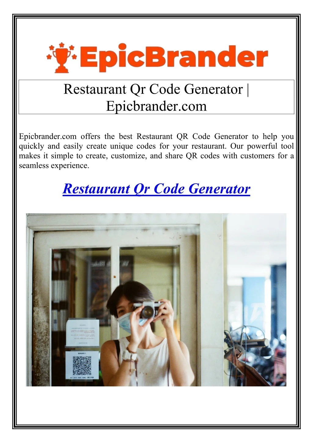 PPT - Restaurant Qr Code Generator Epicbrander.com PowerPoint Presentation - ID:12594625