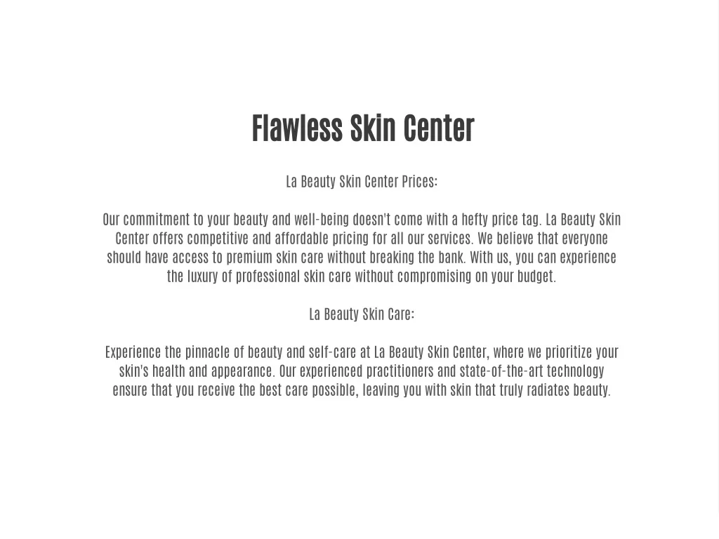 PPT - Flawless Skin Center PowerPoint Presentation, free download - ID ...