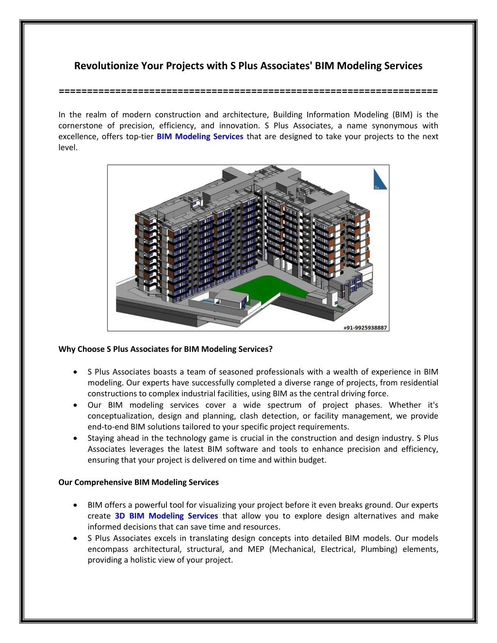 PPT - Revolutionize Your Projects with S Plus Associates' BIM Modeling ...