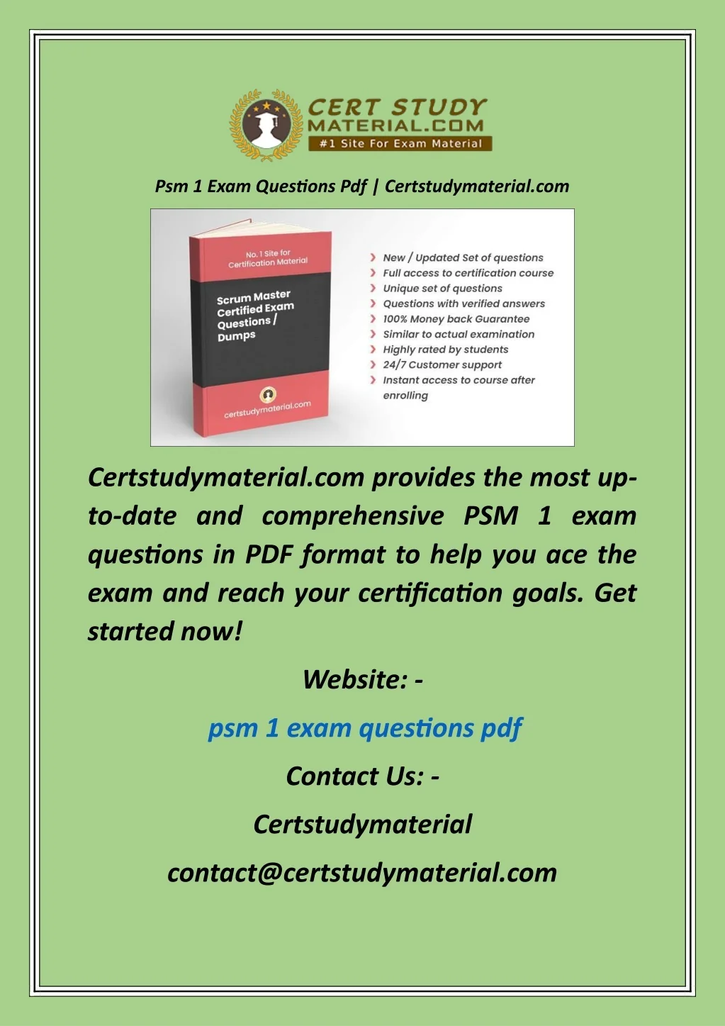 PPT - Psm 1 Exam Questions Pdf Certstudymaterial PowerPoint ...