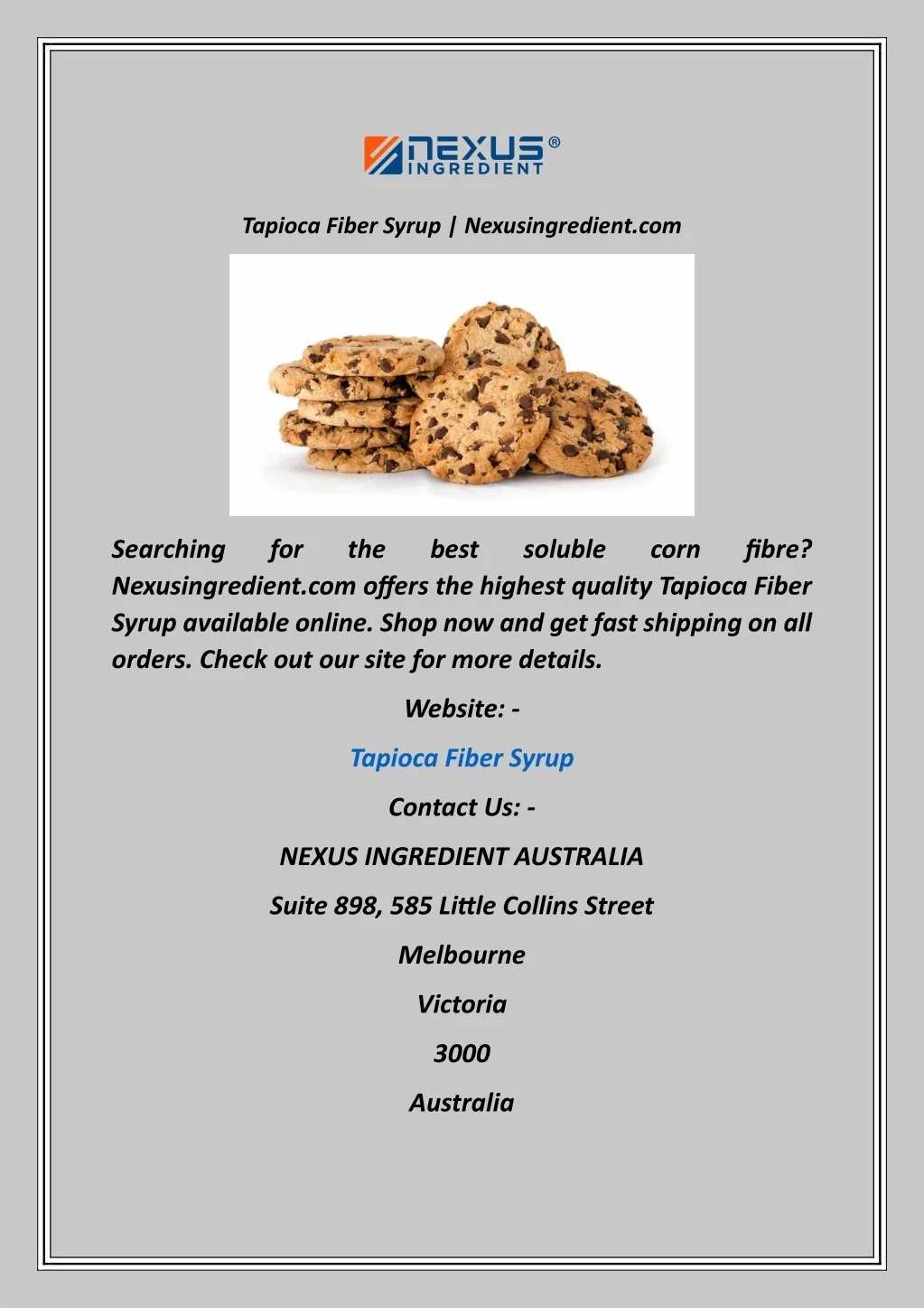 PPT - Tapioca Fiber Syrup Nexusingredient PowerPoint Presentation, free ...