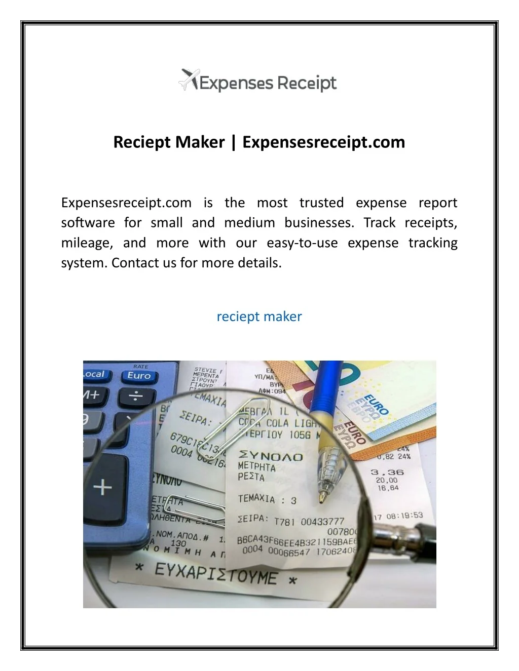 PPT - Reciept Maker Expensesreceipt com PowerPoint Presentation, free ...