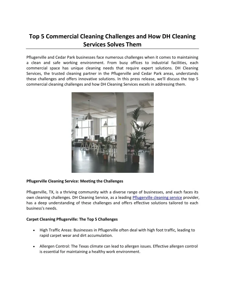 PPT - Top 5 Commercial Cleaning Challenges and How DH Cleaning Services Solves Them PowerPoint ...