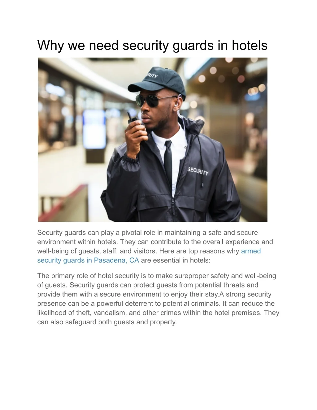 PPT - Why we need security guards in hotels PowerPoint Presentation ...
