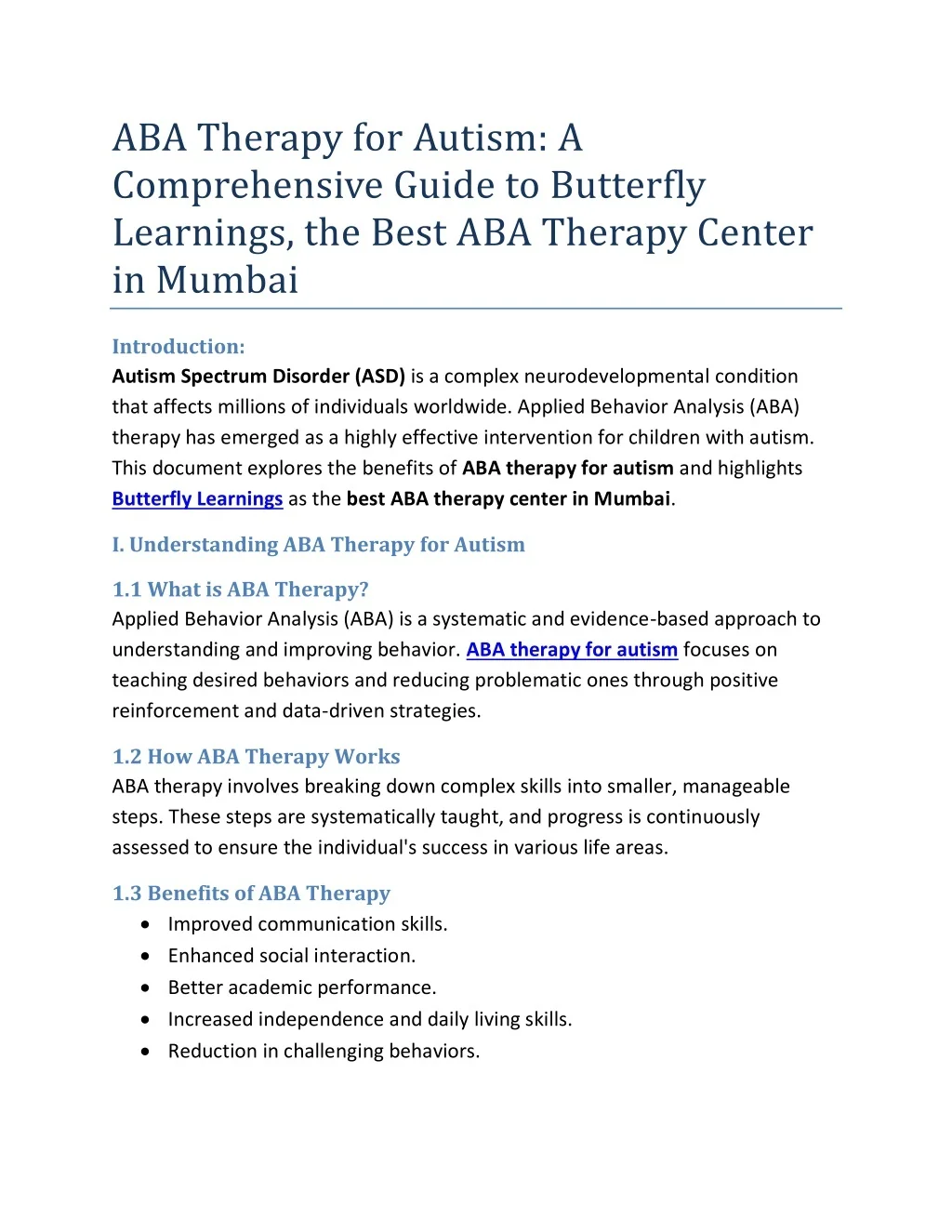 PPT - ABA Therapy for Autism- A Comprehensive Guide to Butterfly ...