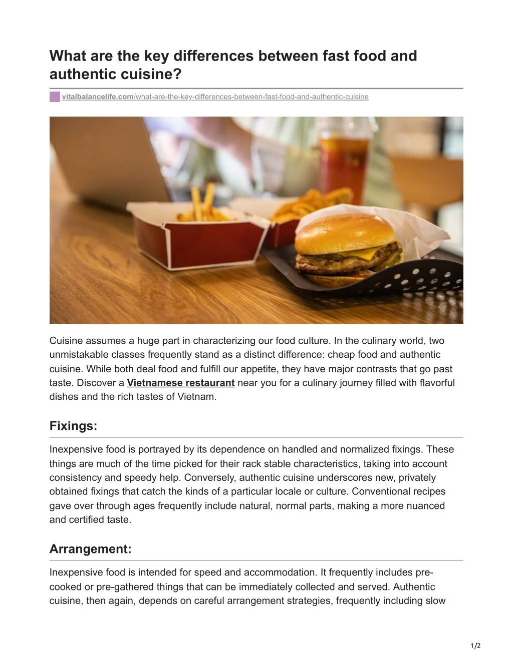 PPT - What are the key differences between fast food and authentic ...