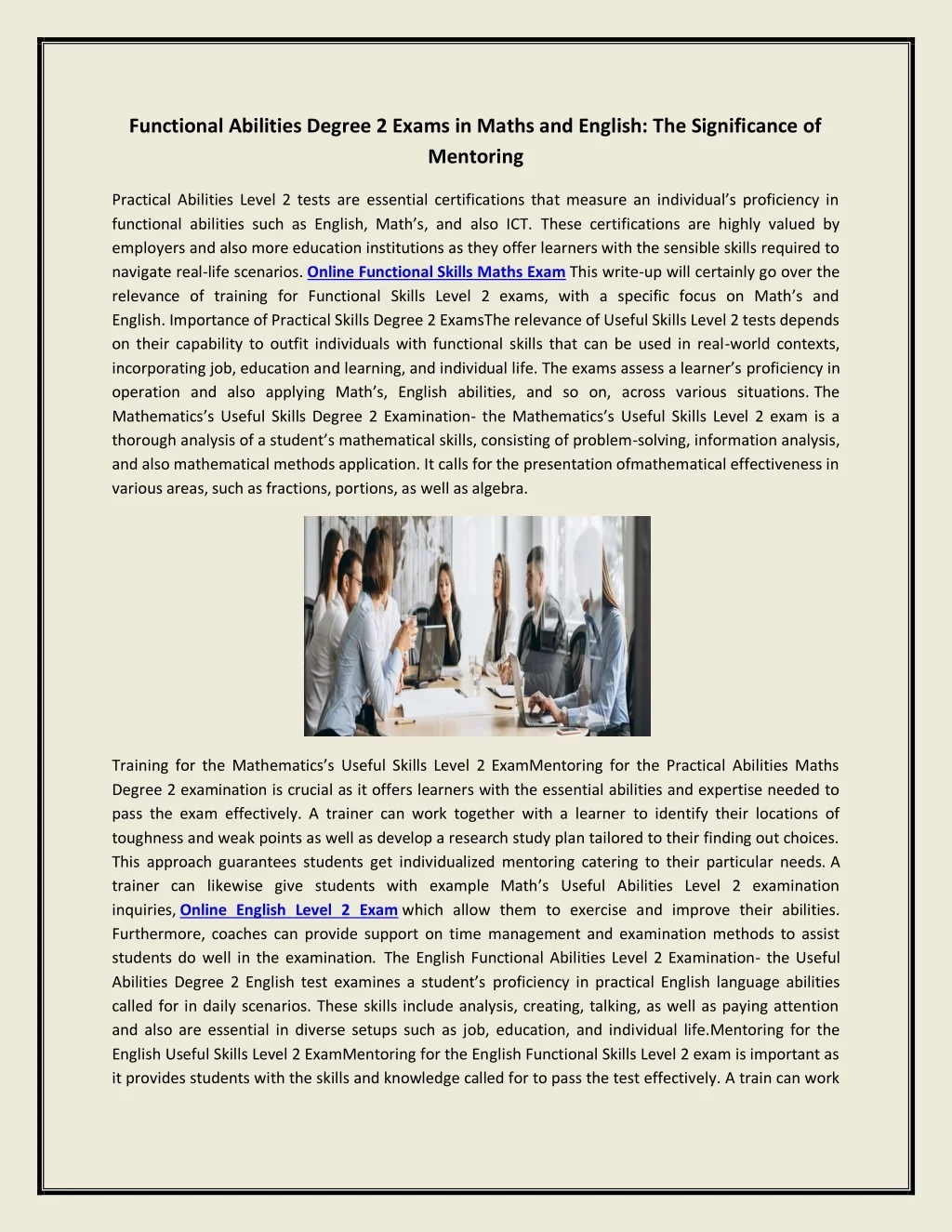PPT - Functional Abilities Degree 2 Exams in Maths and English PowerPoint Presentation - ID:12604621