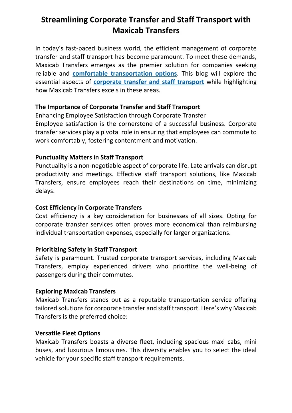 PPT - Streamlining Corporate Transfer and Staff Transport with Maxicab ...