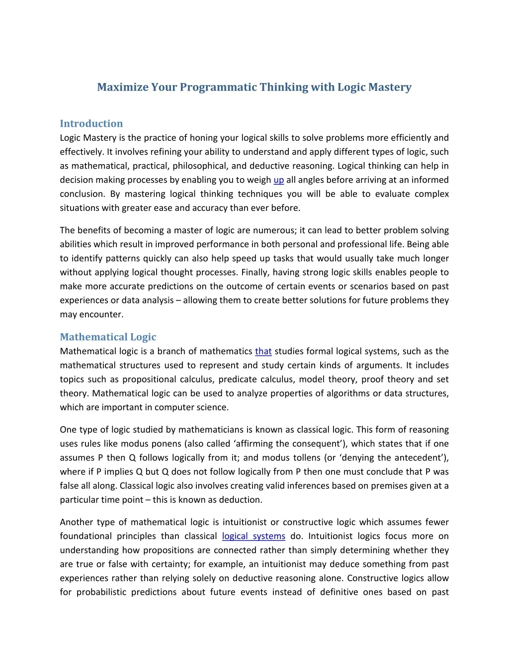 PPT - Maximize Your Programmatic Thinking with Logic Mastery1 ...