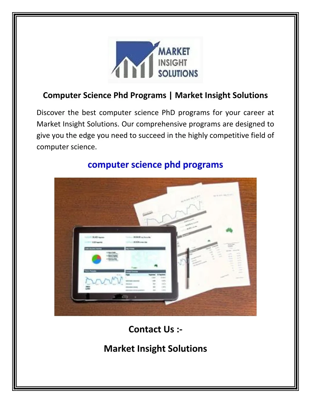 PPT - Computer Science Phd Programs Market Insight Solutions PowerPoint ...