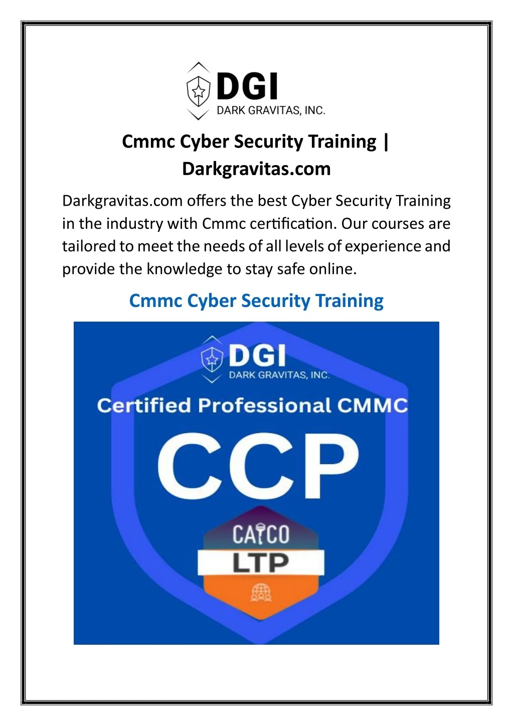 PPT - Cmmc Cyber Security Training Darkgravitas.com PowerPoint ...