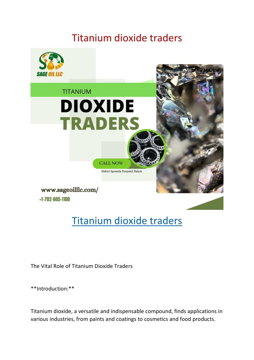 PPT - Titanium dioxide traders PowerPoint Presentation, free download ...