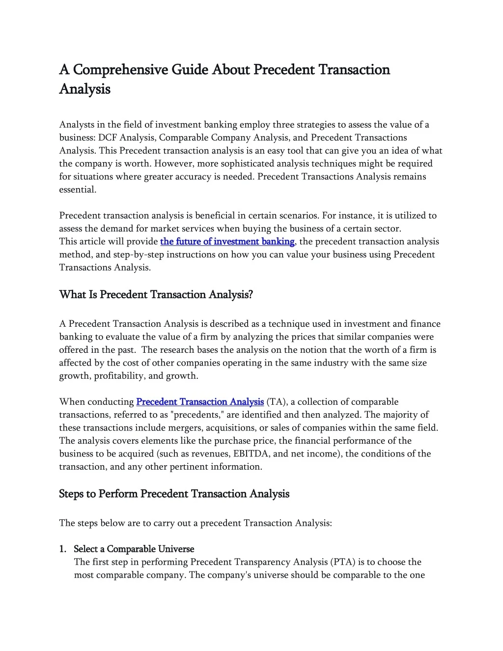 PPT - A Comprehensive Guide About Precendent Transaction Analysis ...