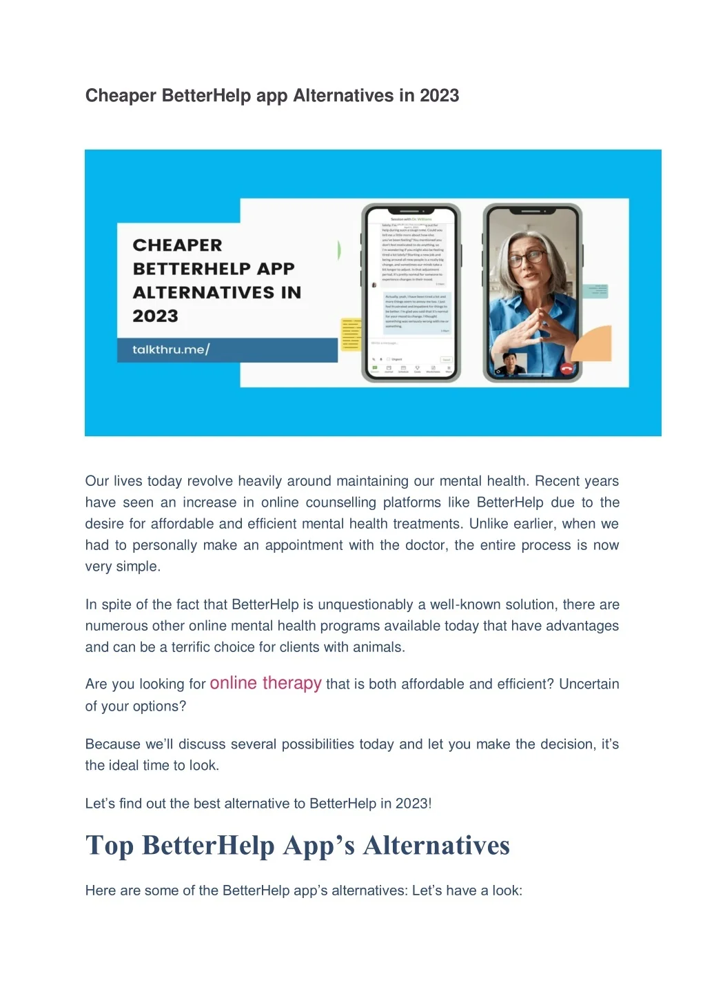 PPT - Cheaper BetterHelp app Alternatives in 2023 PowerPoint ...