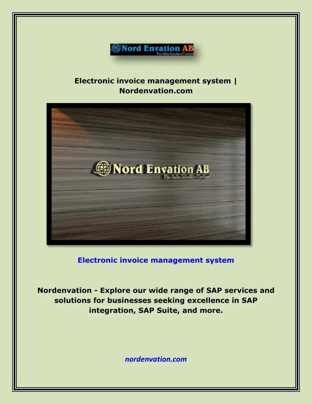 PPT - Electronic invoice management system | Nordenvation.com ...