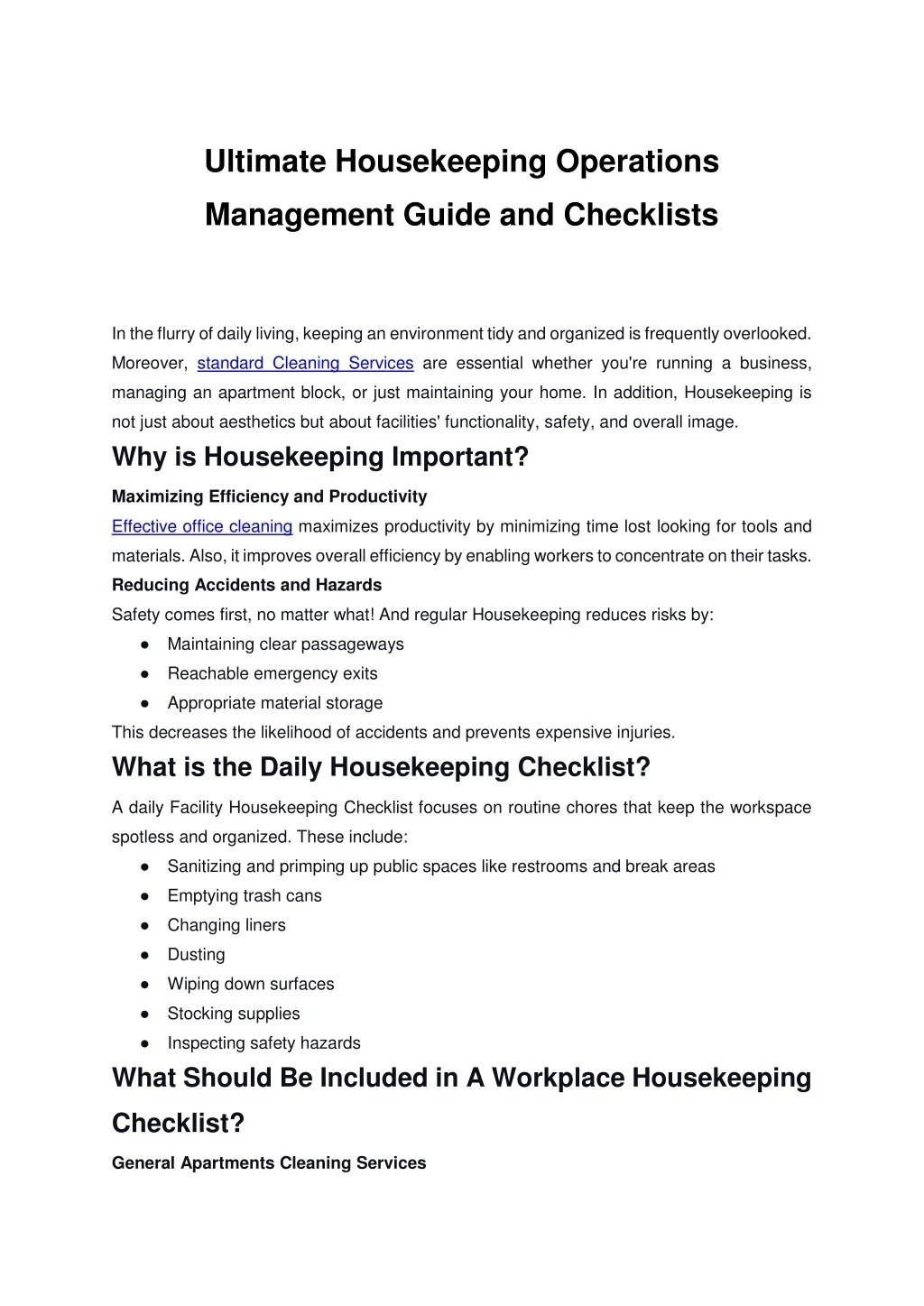 PPT - Ultimate Housekeeping Operations Management Guide and Checklists ...