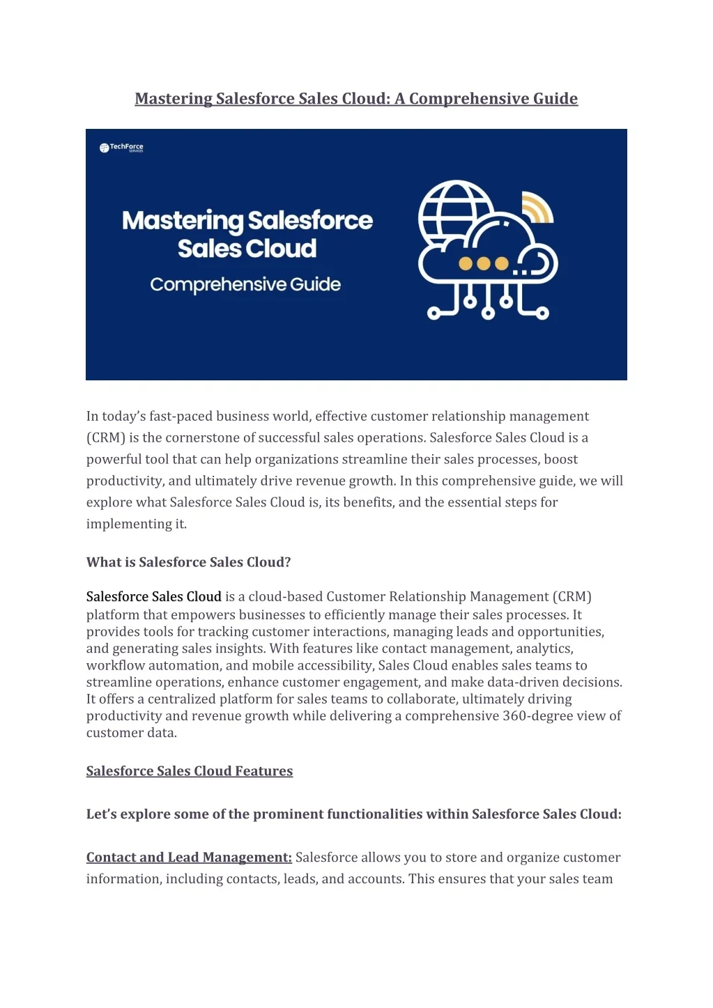 PPT - Mastering Salesforce Sales Cloud: A Comprehensive Guide PowerPoint Presentation - ID:12617477