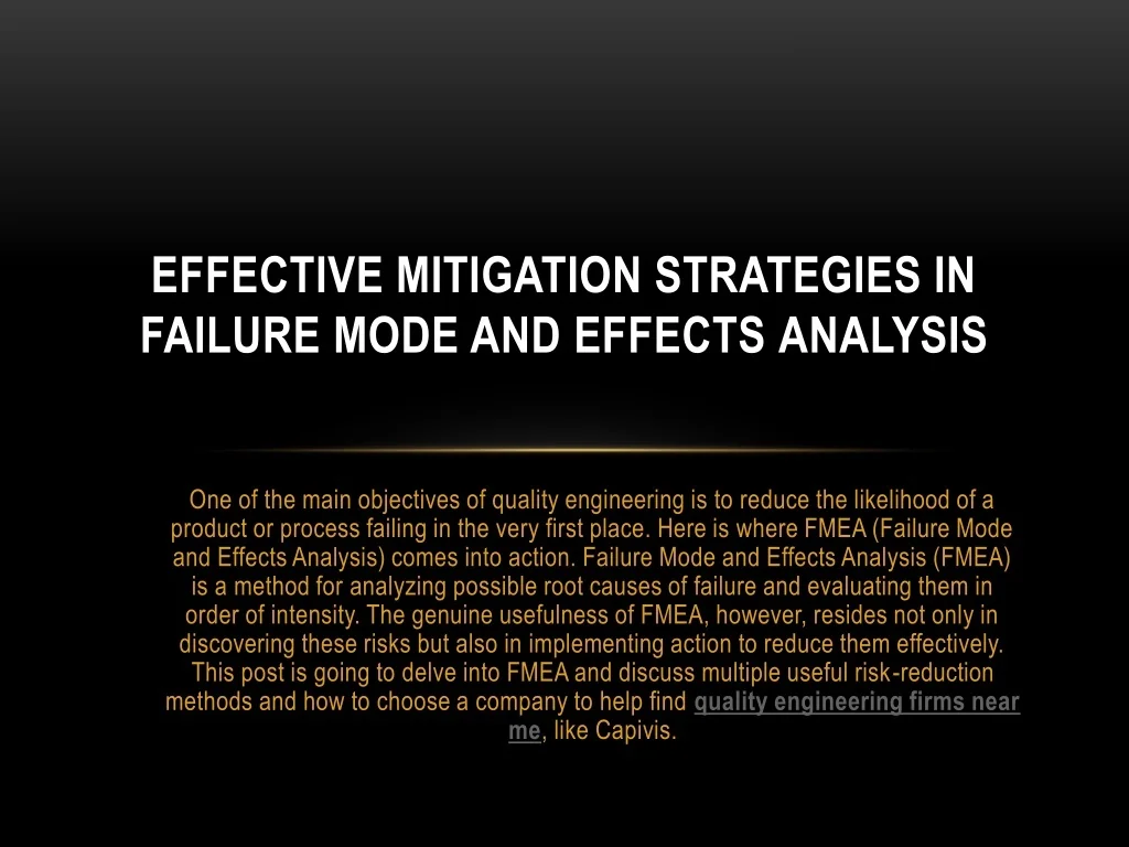 PPT - Effective Mitigation Strategies in Failure Mode and Effects ...