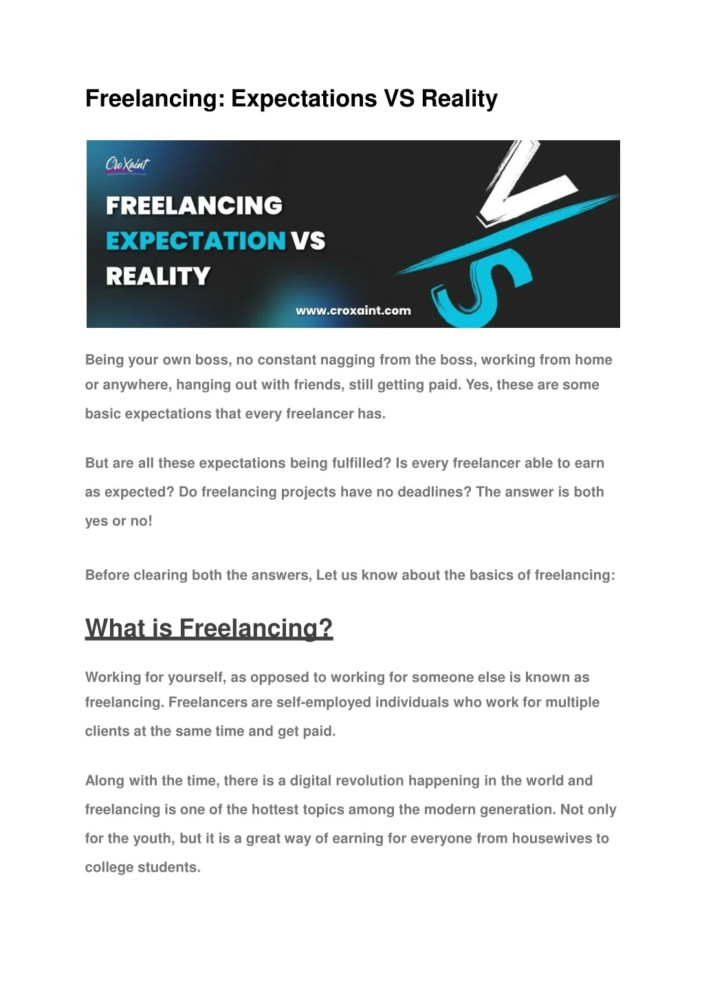 PPT - Freelancing_ Expectations VS Reality PowerPoint Presentation ...