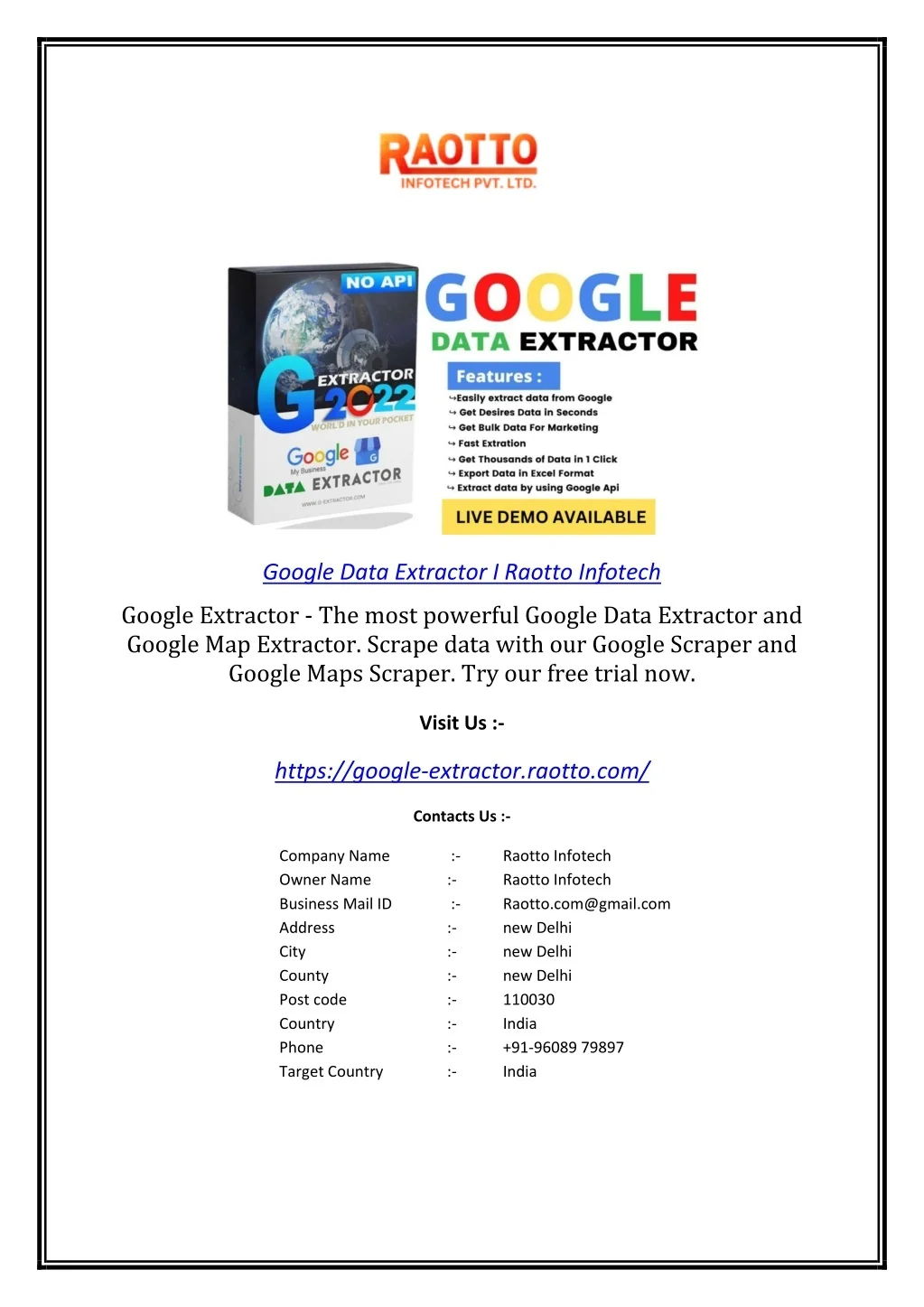 PPT - Google Data Extractor I Raotto Infotech PowerPoint Presentation, free download - ID:12620039