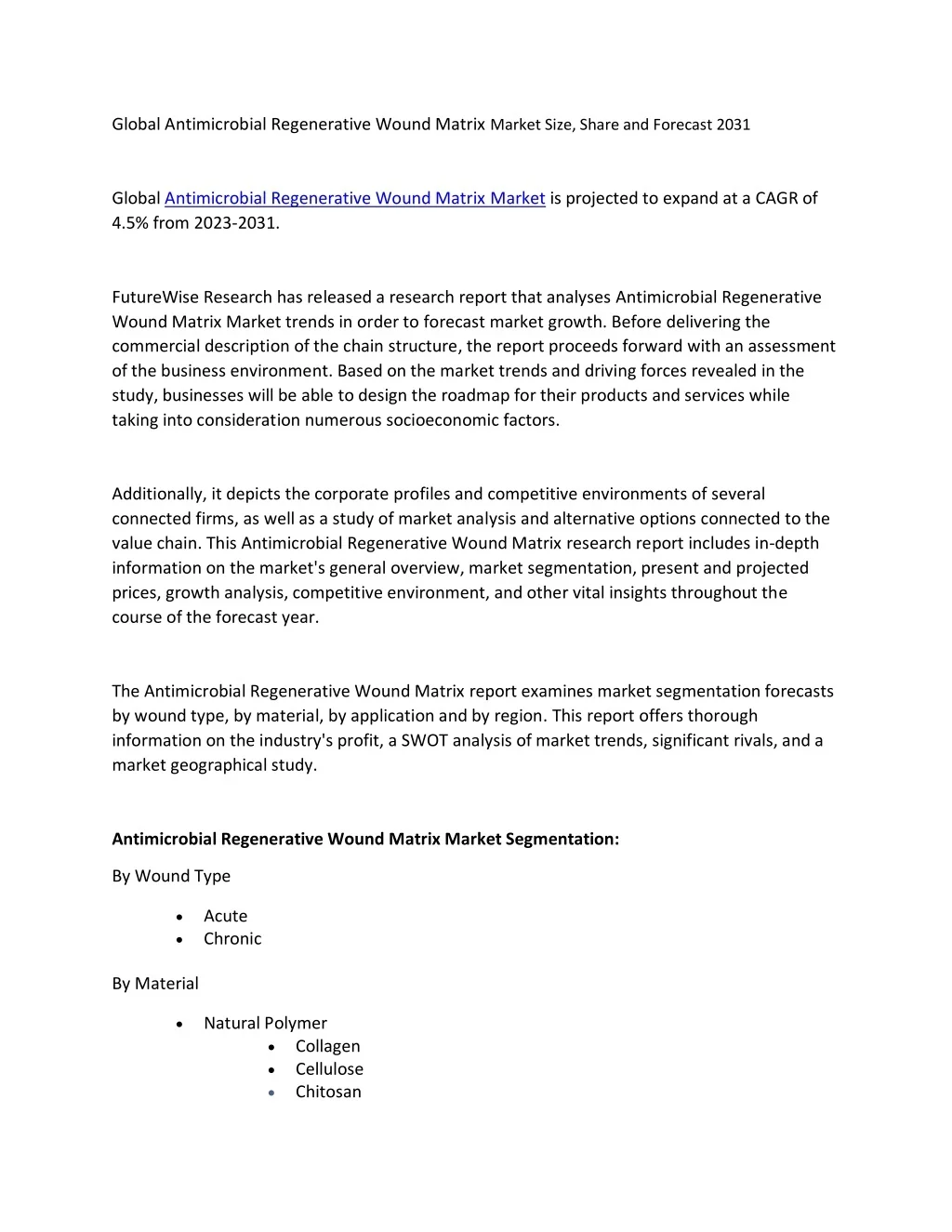 PPT - Antimicrobial Regenerative Wound Matrix Market PowerPoint ...
