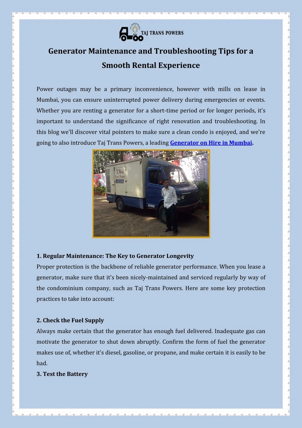 PPT - Generator Maintenance and Troubleshooting Tips for a Smooth ...